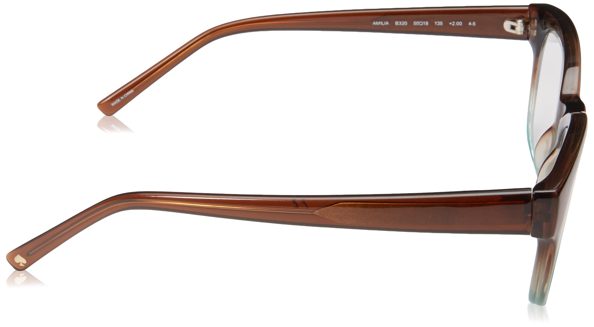 Kate Spade New York Women's Amilia Rectangular Reading Glasses, Brown & Blue Fade, 50 mm + 1.5