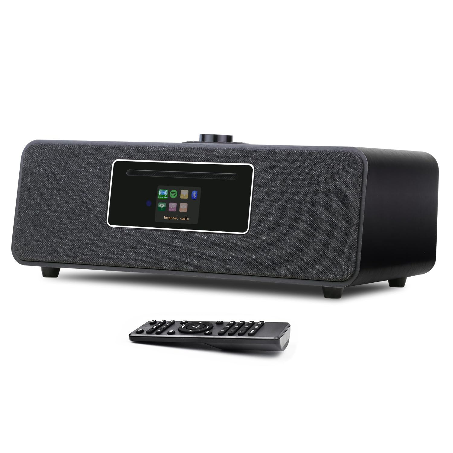 MS5 CD Player,FM Digital Radio,WiFi Internet Radio,Spotify Connect,Bluetooth Speaker,Dual Alarms Clock,USB Charging,Colour Display,Remote Control (Black Oak)