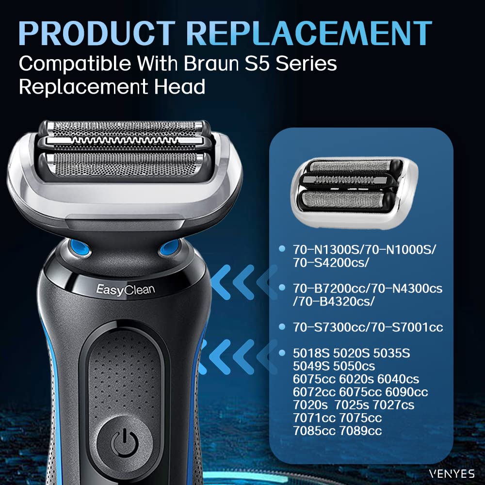 VENYES 73S Blades for Braun Series 7 Replacement Head, Durable Foil & Cutter for Braun S7 Replacement Head, Replacement Head Compatible with Braun Series 7