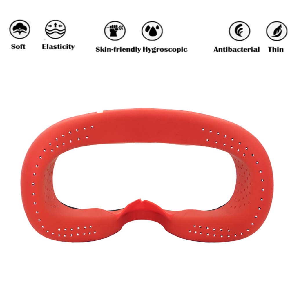 MASiKEN Upgrade VR Eye Silicone Cover & Face Cushion for Oculus Quest, Breathable Face Padding, Sweatproof Refreshing Comfortable Sweatproof (Red)