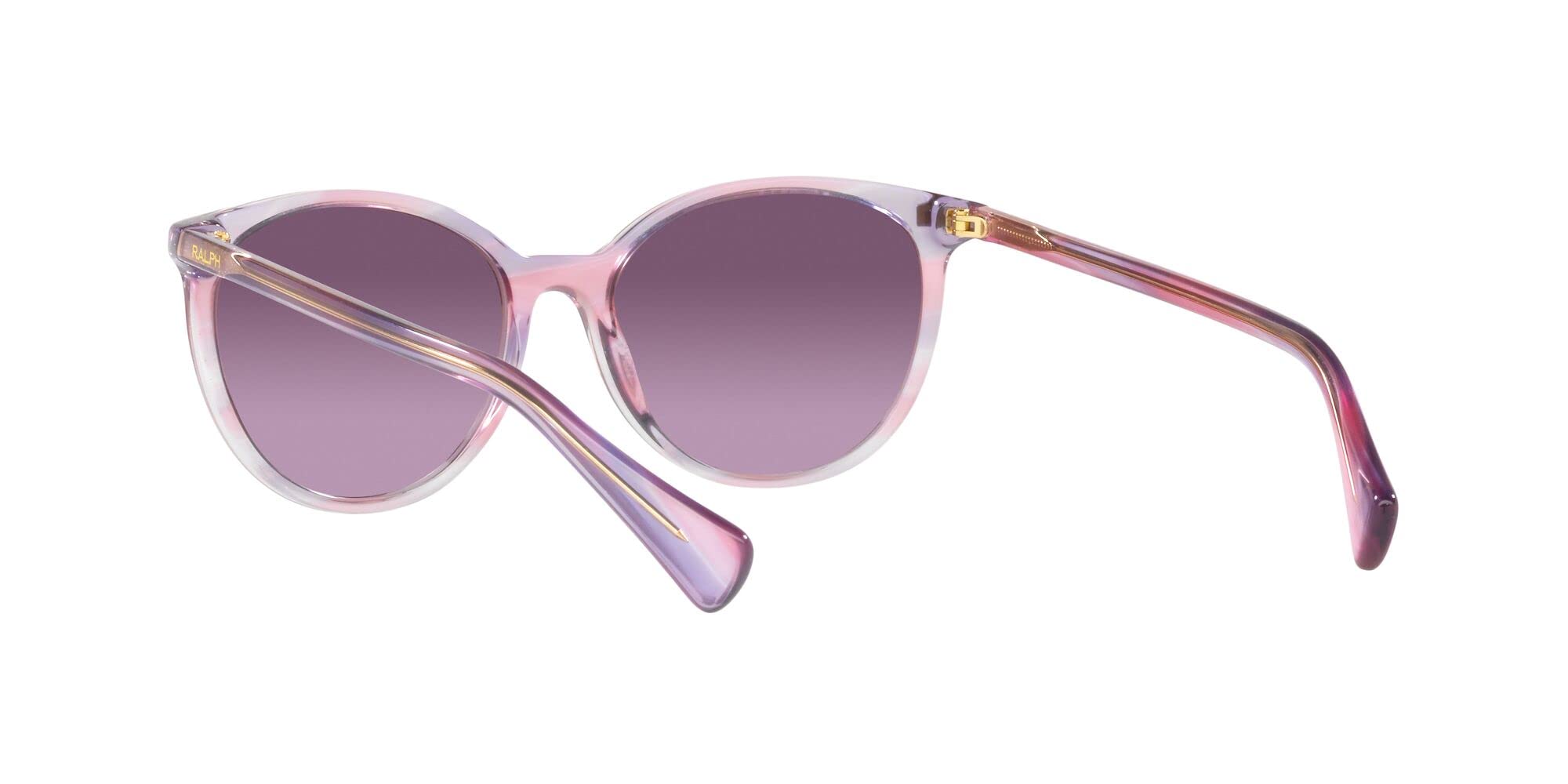 Ralph by Ralph Lauren Women's RA5296 Round Sunglasses, Shiny Black/Gradient Grey, 55 mm