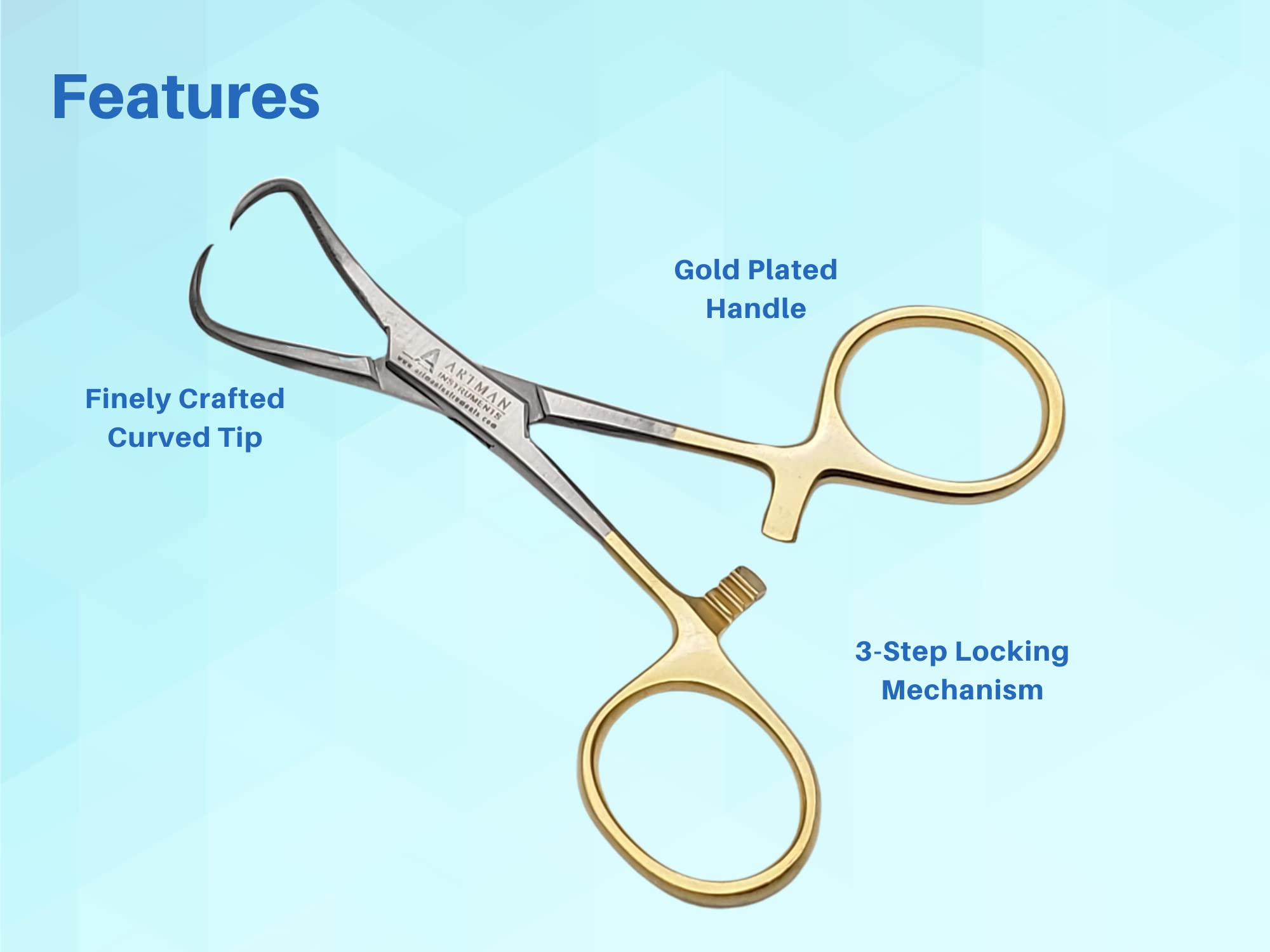 Towel Clamp Backhaus Forceps Gold Plated 3.5" Medical Surgical Instrument ARTMAN Set of Three (3)