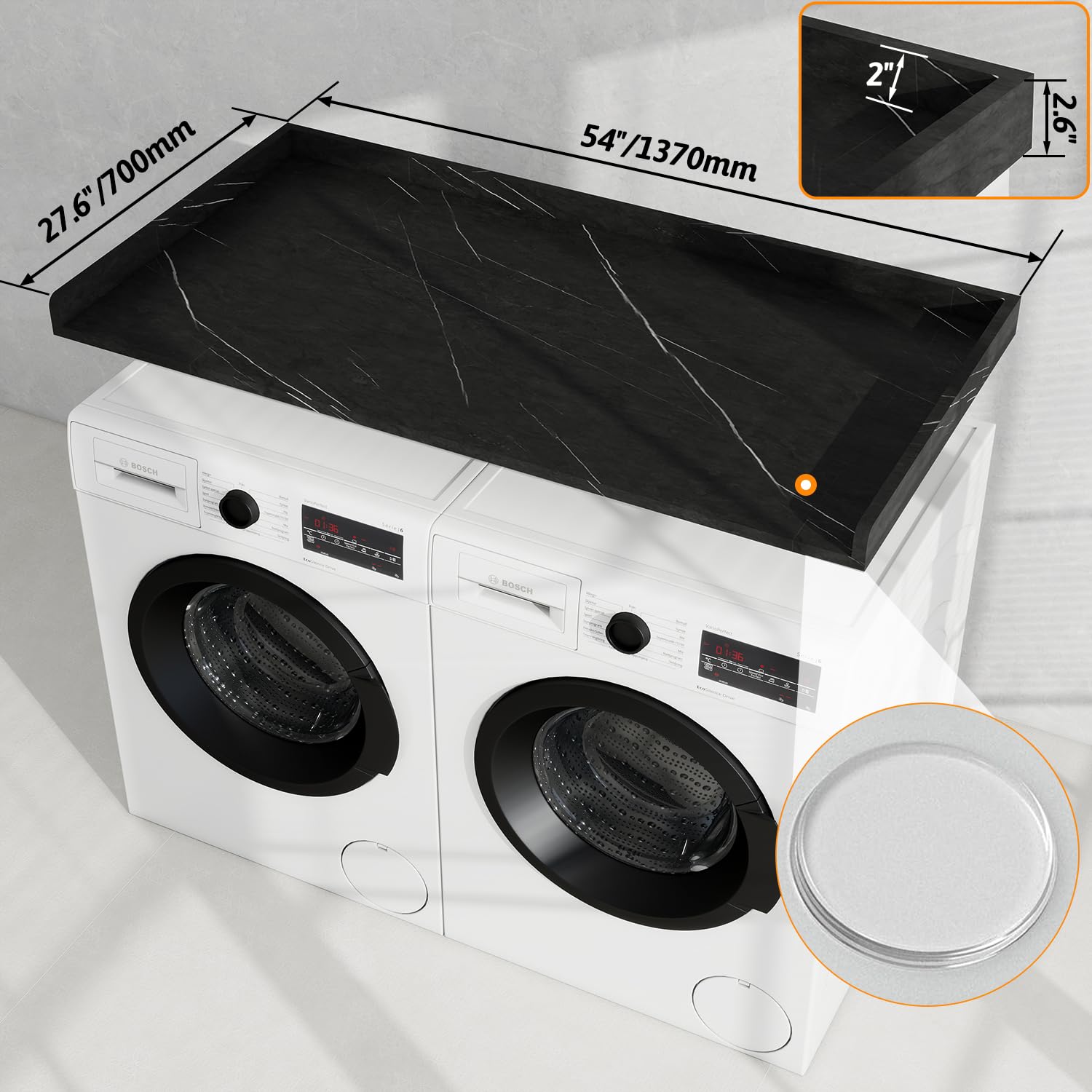 vomavex Washer Dryer Countertop, 54" Width * 27.4” Depth Washer and Dryer Covers for The Top for Laundry Room Organization, Washer and Dryer Countertop Shelves, Greige