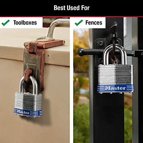 Master Lock 5T Outdoor Padlock with Key, 2 Pack Keyed-Alike, Silver