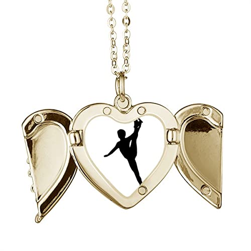 Player Sports Physical Education Skating Folded Wings Peach Heart Pendant Necklace