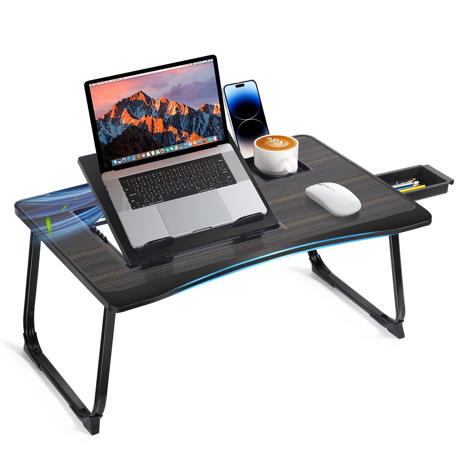 Lap Desk - Asunder laptop lap desk Foldable, lap desk for laptop with storage drawer