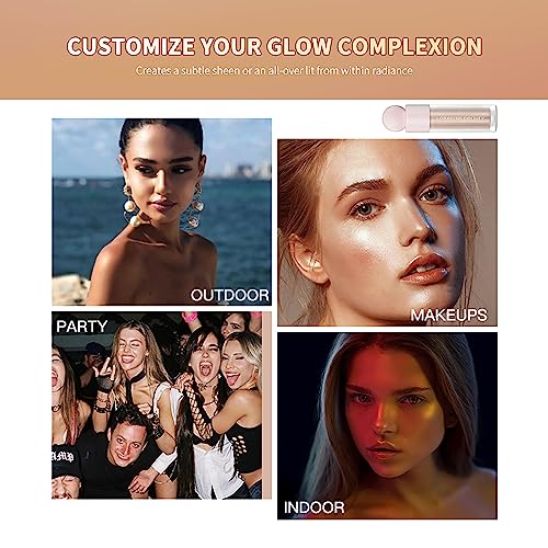 Liquid Highlighter Stick,Contour Highlighter Makeup Stick for Face Body,Moisturizing Waterproof Lightweight Cream Face Luminizer Illuminator,Natural Glossy Face Highlighter Makeup(#01-Moonlight)