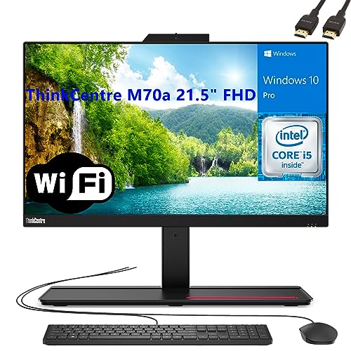Lenovo ThinkCentre M70a 21.5" FHD AIO Business All-in-One Desktop Computer, Intel Hexa-Core i5-10400 (Beat i7-8700), 8GB DDR4 RAM, 512GB PCIe SSD, DVDRW, WiFi, BT 5.0, Windows 10 Pro
