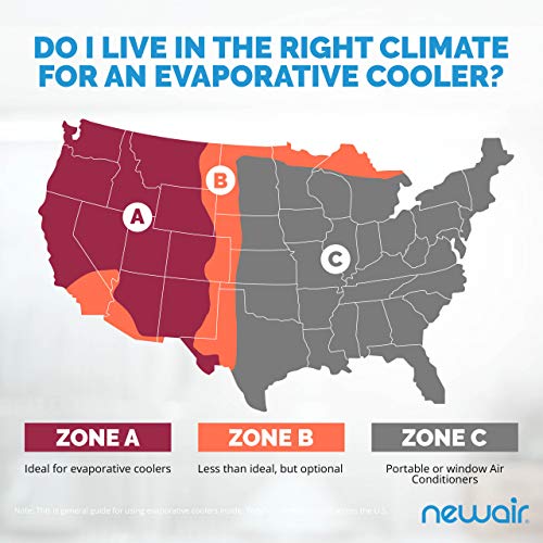 Newair Evaporative Air Cooler and Portable Cooling Fan in Silver, Honeycomb Pad Cooling, 470 CFM, 1.45 Gallon Removable Water Tank, Remote Control and Timer, Cost Saving Cooling for Dry Climates