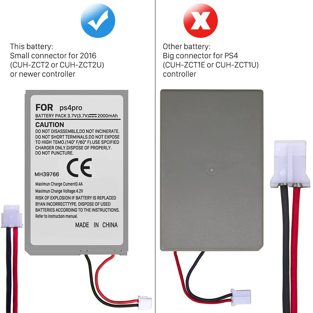 PS4 Pro Controller Battery,Replacement for Sony PS4 Pro/Slim Bluetooth Wireless Dual Shock Controller Second Generation CUH-ZCT2 or CUH-ZCT2U New 2016 Version,NOT Compatible with CUH-ZC1E or CUH-ZCT1U