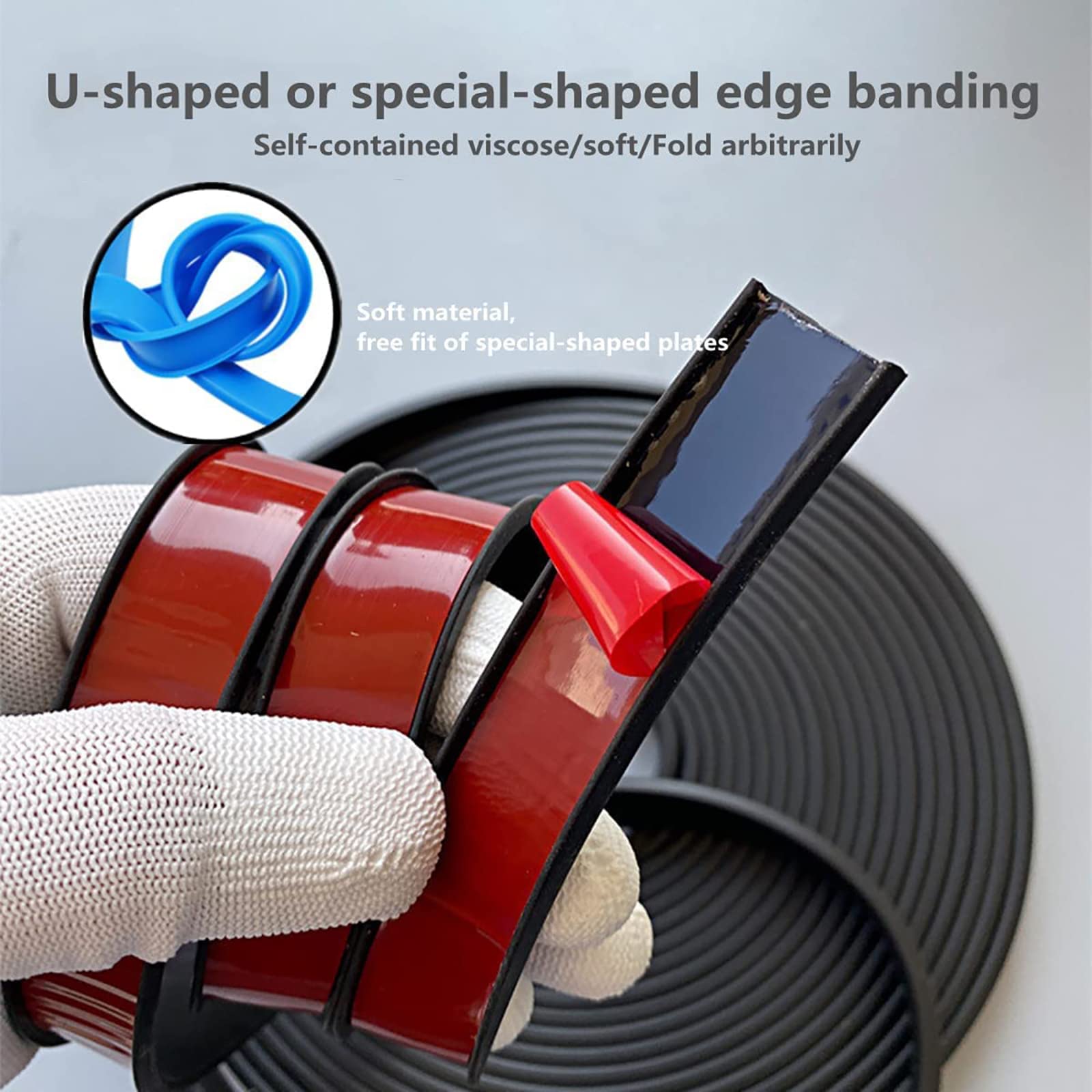 U-Shape Edge Banding,Soft Silica Gel Self Adhesive Veneer Edge Banding,Edge Bumper Guards,Collapsible Edge Protector,Counter Edging for Cabinet Repair,Furniture Protection (White,U9mm*3m)