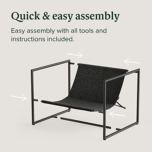 ZINUS Aidan Sling Accent Chair / Metal Framed Armchair with Shredded Foam Cushioning, Black