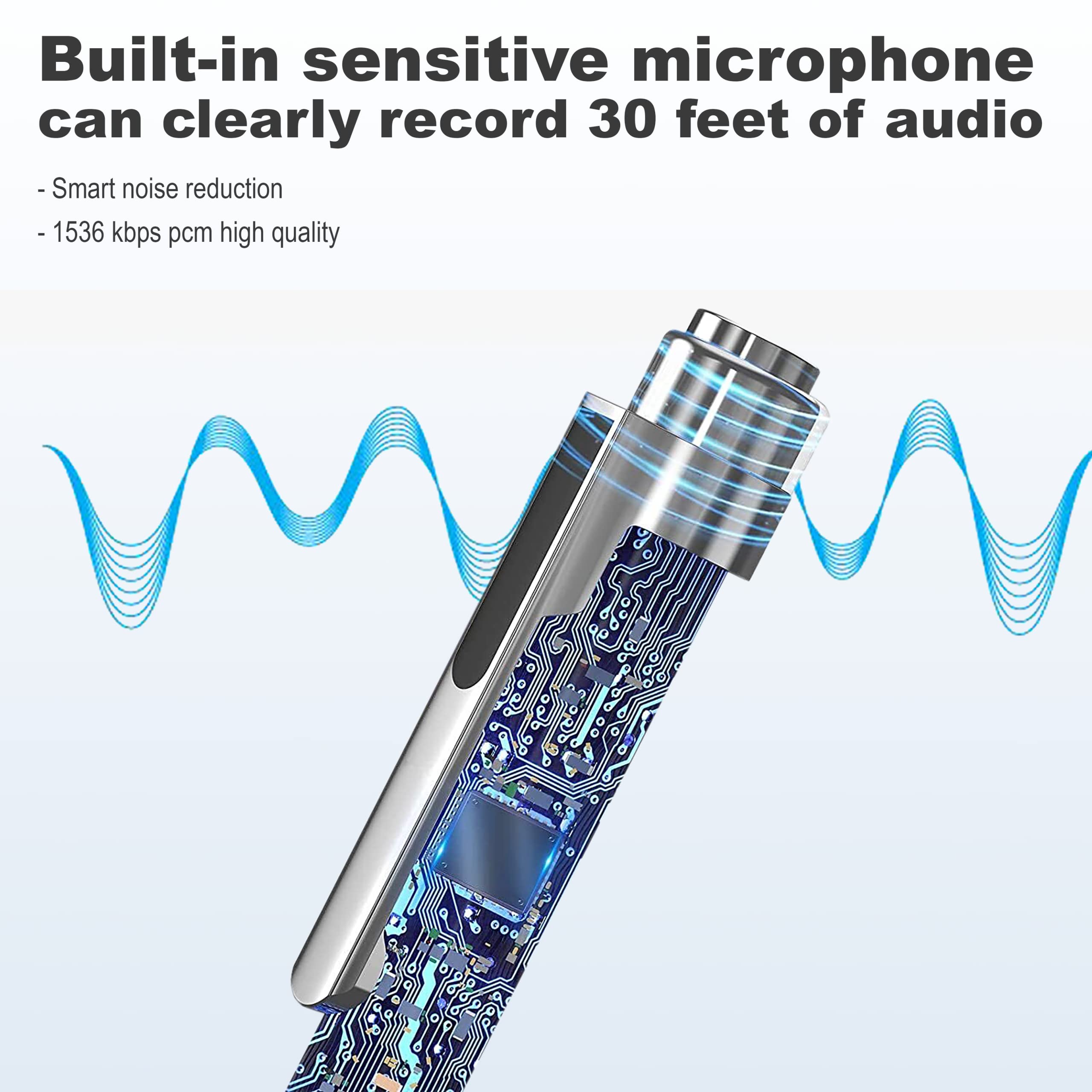 THEXLY Digital Voice Recorder - Voice Activated Pen Recorder for Lectures Meetings Classes, Mini spy Pen Recording Device Portable USB MP3 Playback, Wearable Recording Device