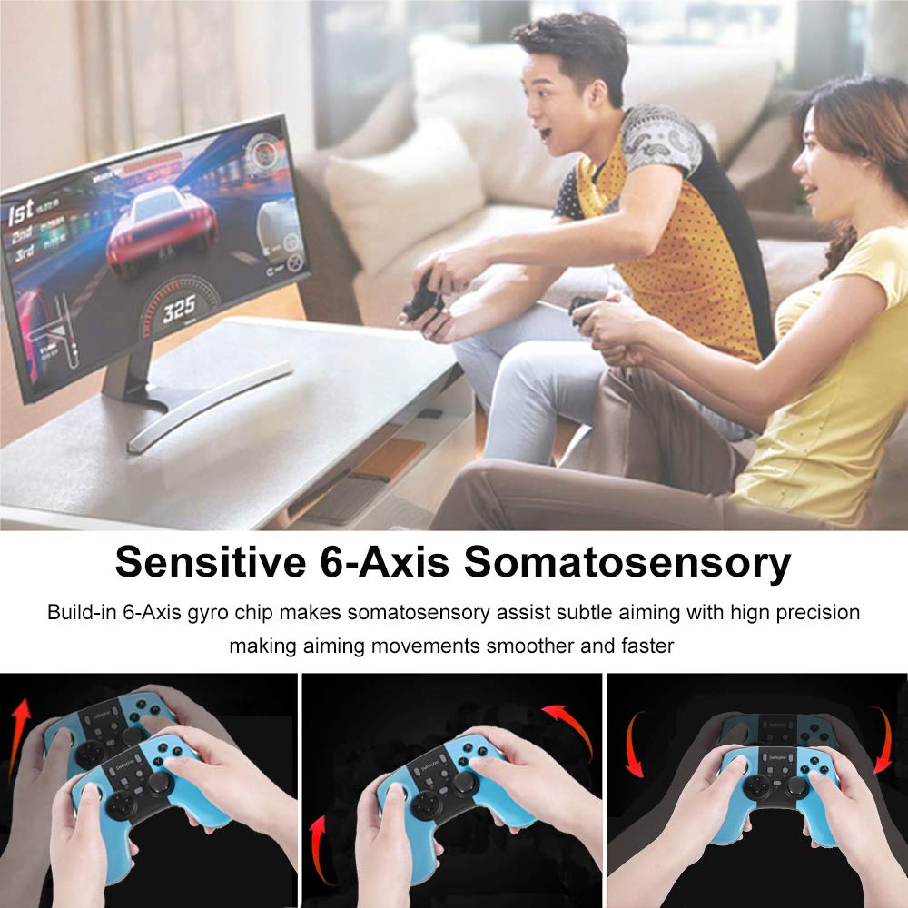 Sefitopher Wireless Switch Pro Controller for Nintendo Switch, Bluetooth, Motion Controls, Dual Vibration, 6-Axis Gyro, 500mAh Battery, 5 Hours Playtime