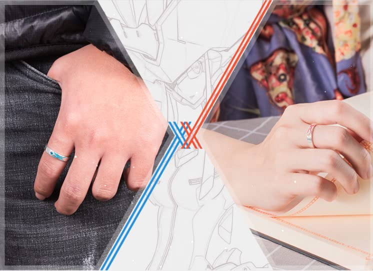 P1PSZ Darling In The Franxx Ring 002 Anime Zero Two Rings Cosplay Costume Ring Silver 925 Adjustable Jewelry (6673 (2pc))