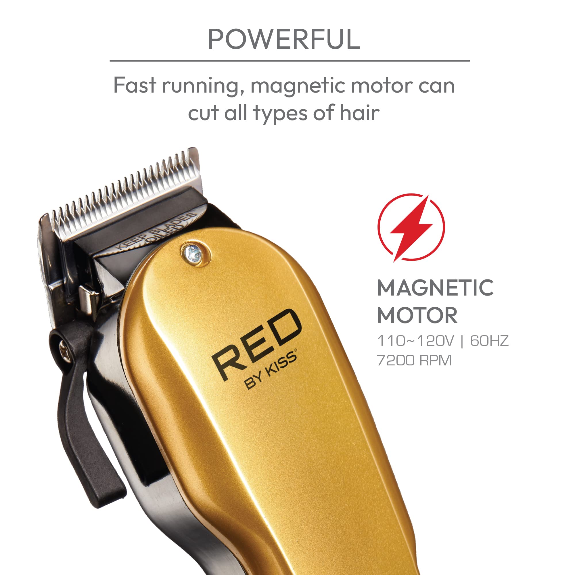 Red by Kiss Hair Clippers, Hair Trimmer for Professional Haircut, Grooming Kit for Men Ultra Clean-Cut Clipper 8PCS Kit