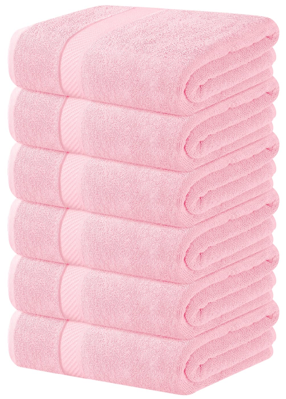 Oakias 6 Pack Small Cotton Towels Pink β 22 x 44 Inches 500 GSM β Hotel, Pool & Gym Towels β Highly Absorbent