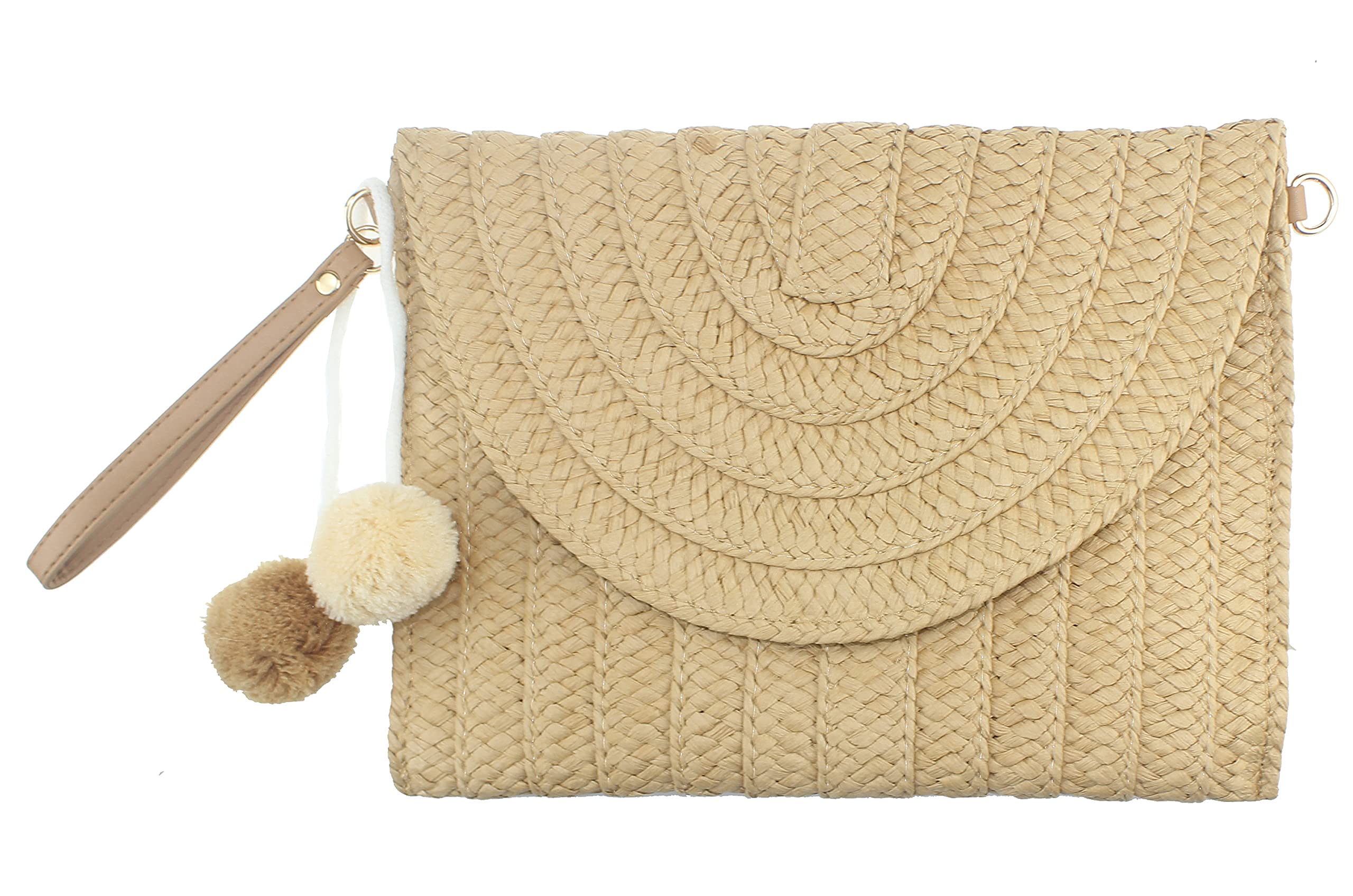 NVAAV Crossbody Bag Wristlet Clutch for Women, Medium Straw Purse for Summer Beach, Wallet Shoulder/Handbags
