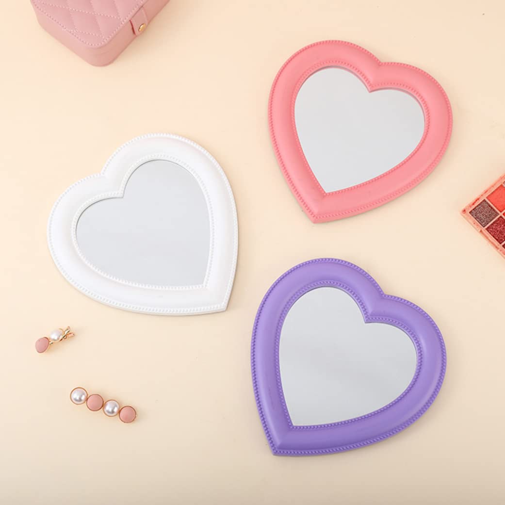 VumSyme Vanity Mirror, Makeup Mirror Vanity Mirror Desk Cosmetic Mirror Heart Shape Mirror for Women Ladies Girls Pink Makeup Mirror Desk Mirror