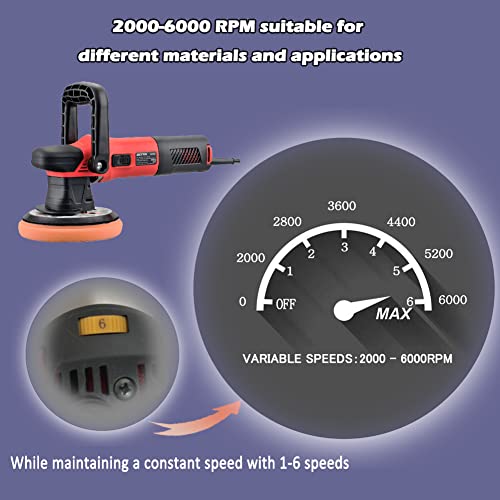 ZOTA Dual Action Polisher, 6 inch Car Polisher with 6 Variable Speed, 750W Ramdom Orbital Polisher Buffer for Car Detailing /DA Polisher.