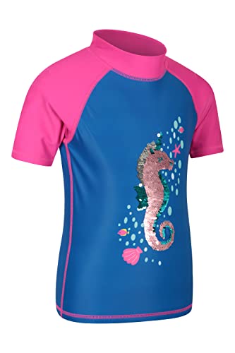 Mountain Warehouse Short Sleeves Kids Rash Guard - Fast Dry Swim Top Bright Pink 5-6 Years