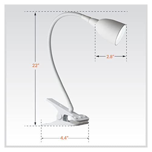 Newhouse Lighting NHCLP-OL-WH Olivia LED Clamp Light Desk Lamp with Flexible Gooseneck, 3 Brightness Levels & 3 Color Modes, White