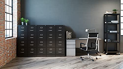 Office Dimensions Commercial 4 Drawer Letter Width Vertical File Cabinet, 22" Deep - Black