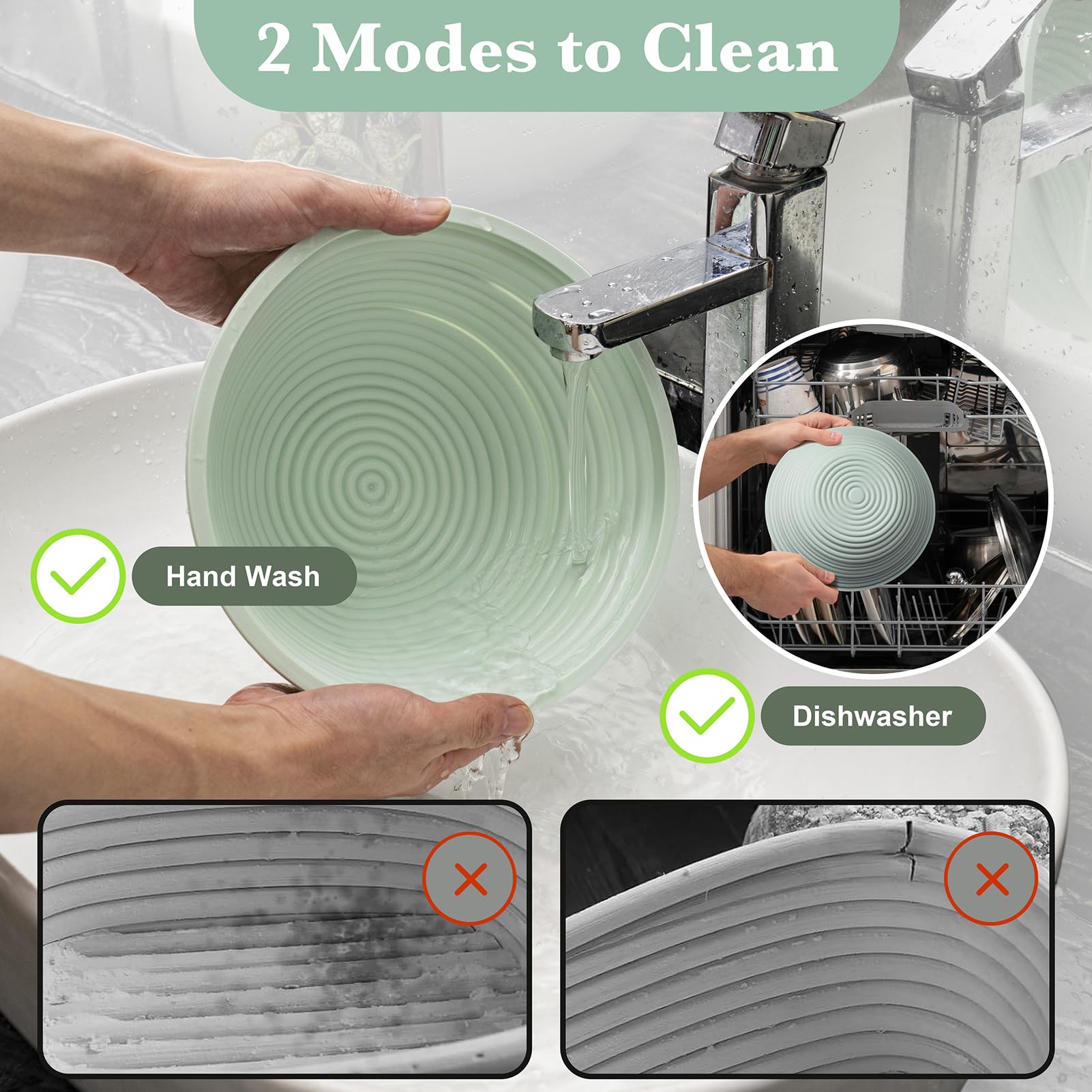 Silicone Sourdough Bread Proofing Baskets - Sourdough Starter Kit Including 9 Inch Round&10 Oval Foldable Sourdough Baking Basket, With Dough Whisk, Scraper, Lames, Brush, Baking Supplies Set (Green)