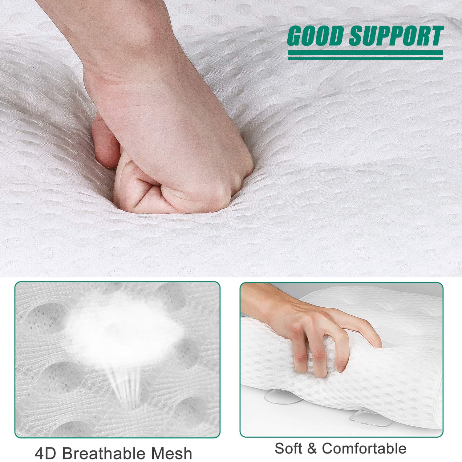 Luxury Bath Pillow, Non-Slip Upgraded Bathtub Pillow (8 Suction Cups), Enlarged Suction Cups with Stronger Suction, Upgraded 4D Tub Pillow, Better Neck and Back Support, Soft & Quick-Drying