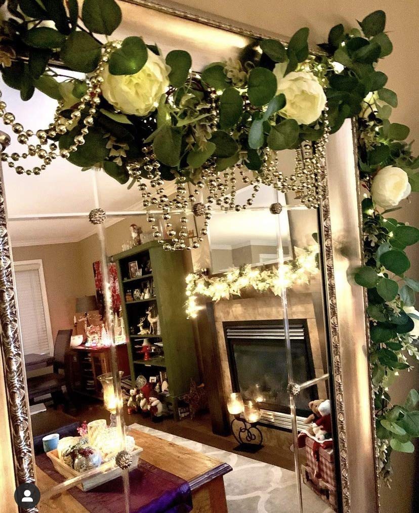 Luxury by Laura Lea Eucalyptus Garland with Peony Flowers - Full Realistic Silver Dollar & Twig Greenery, Perfect for Weddings, Mantel Decor, Home Decor, Table Runner