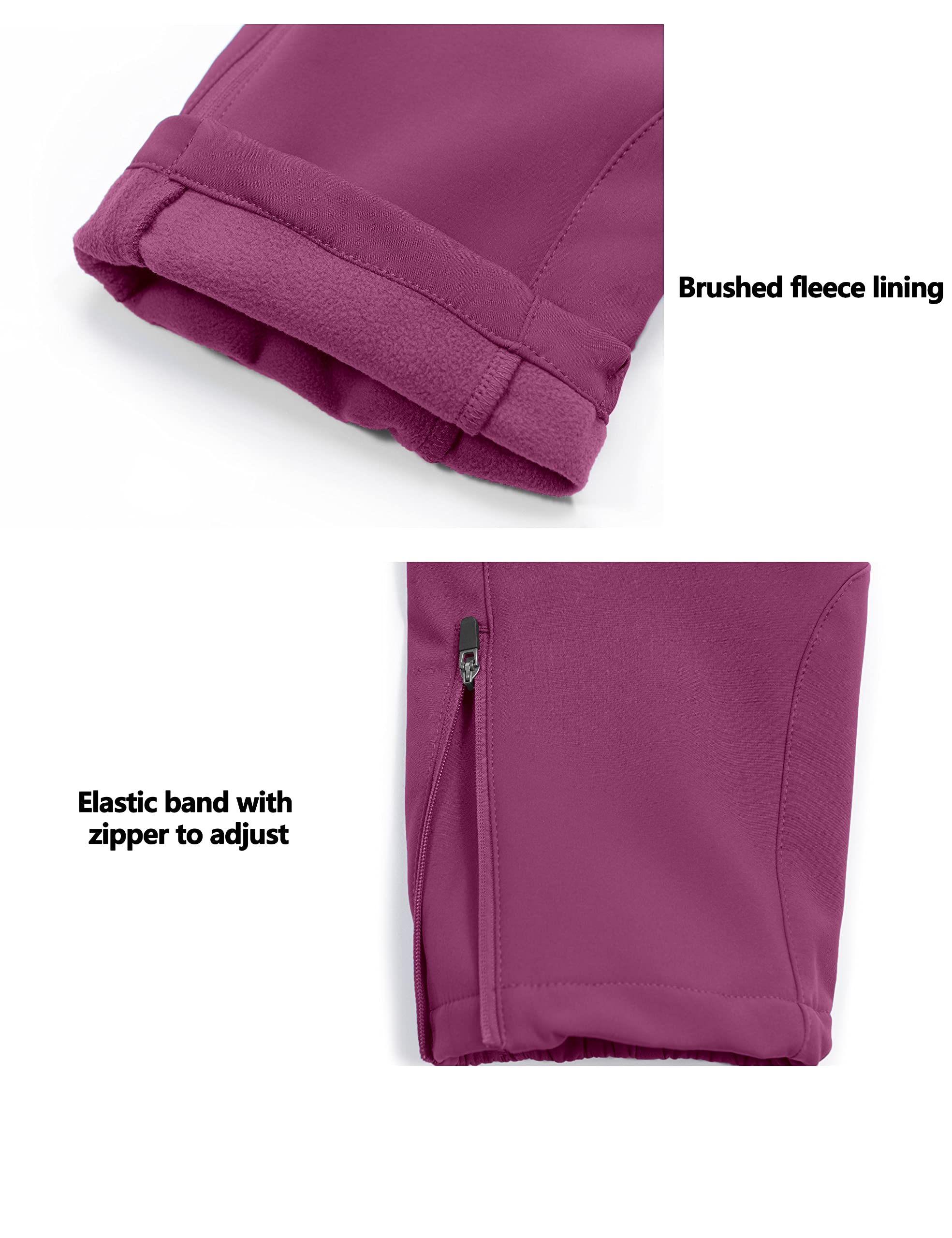 Little Donkey Andy Women’s Winter Hiking Ski Snowboarding Pants, Softshell Pants, Fleece Lined and Water Repellant Purple M