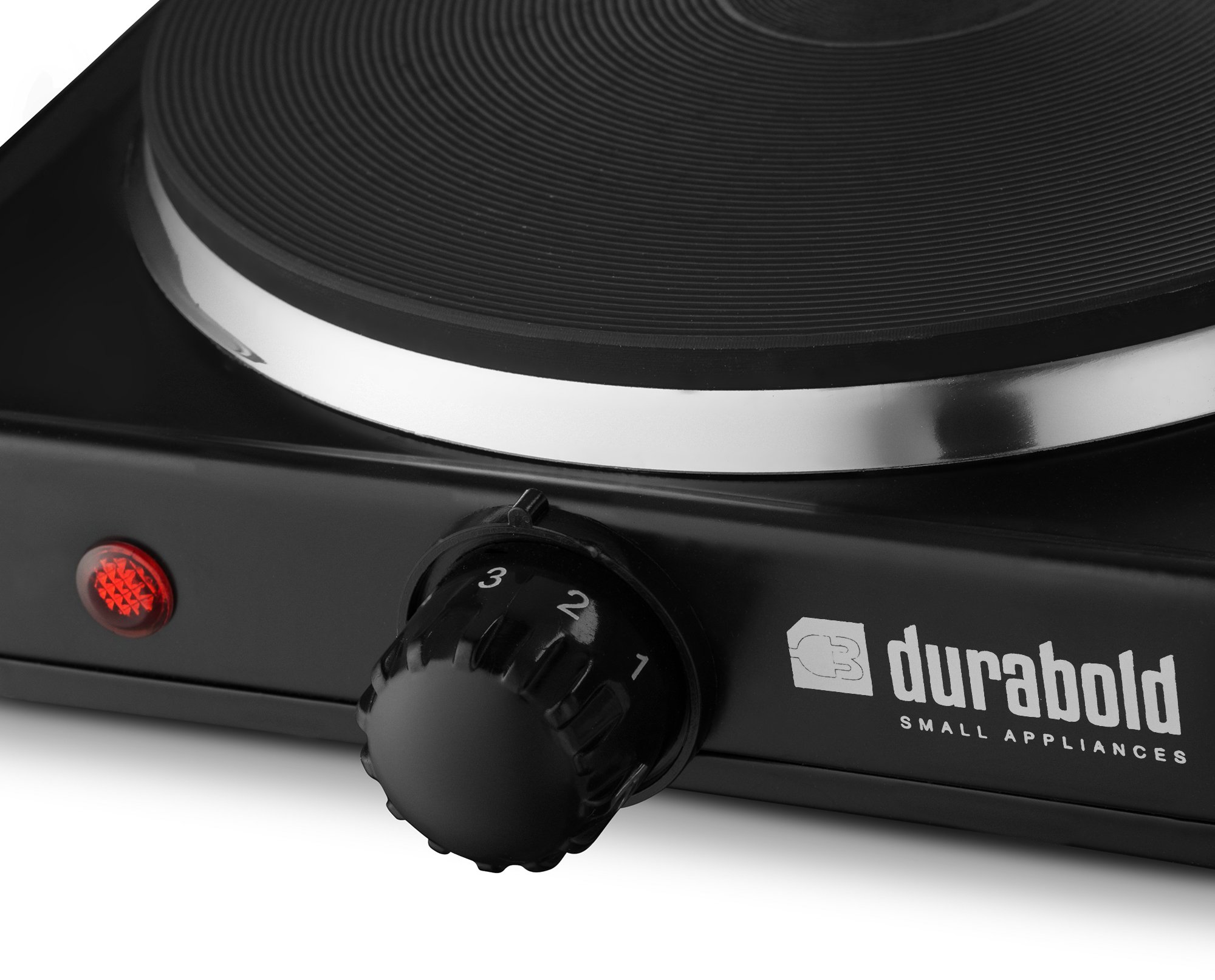 Kitchen Countertop Cast-Iron Single Burner - Stainless Steel Body β Sealed Burner - Ideal for RV, Small Apartments, Camping, Cookery Demonstrations, or as an Extra Burner β by Durabold