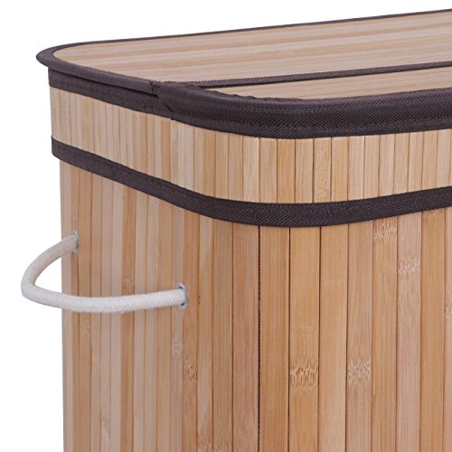 Laundry Basket Bamboo Laundry Hamper 2 Parts for Dirty Clothes Storage