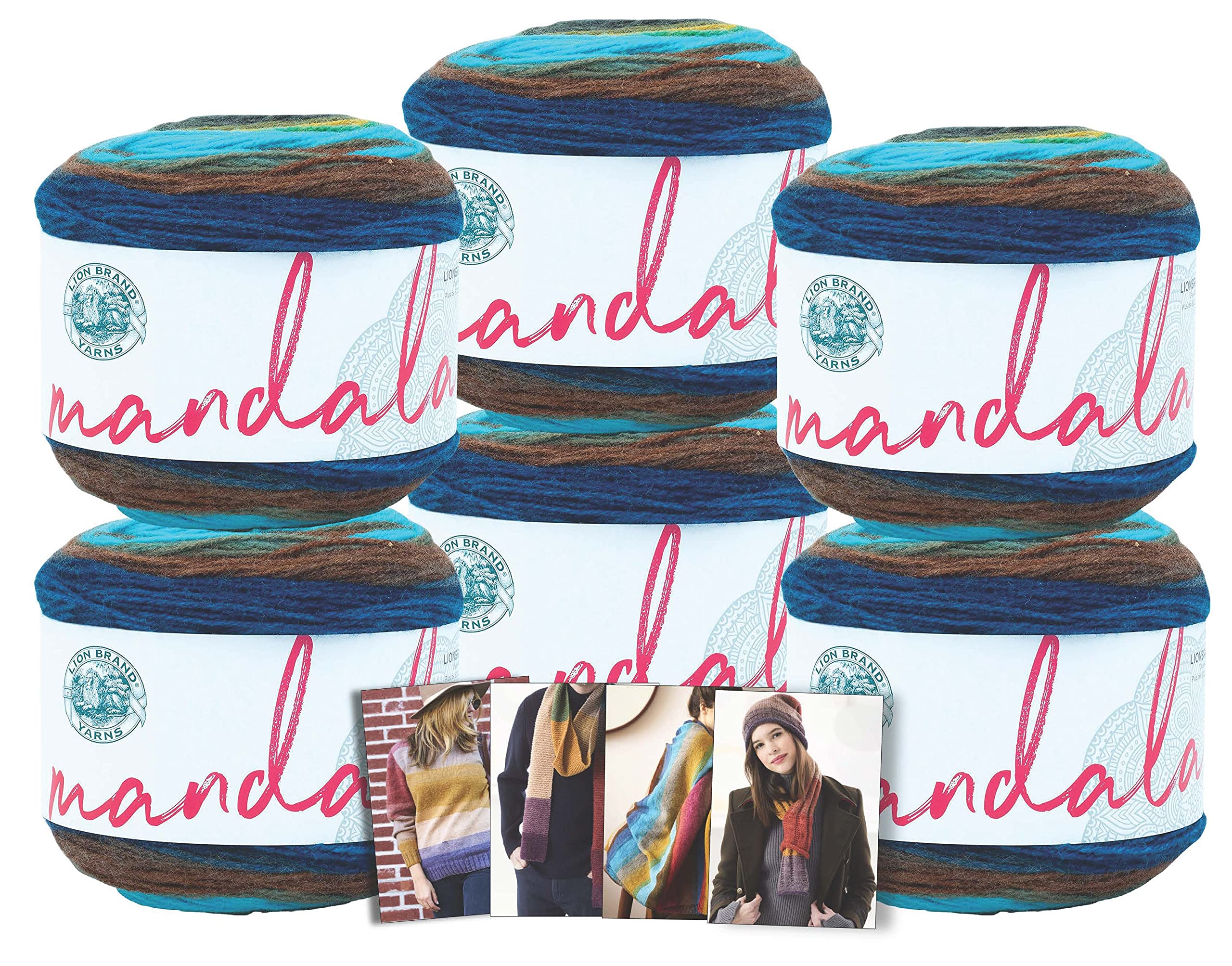Lion Brand Mandala Yarn - 6 Pack with Pattern Cards in Color (Sphinx)