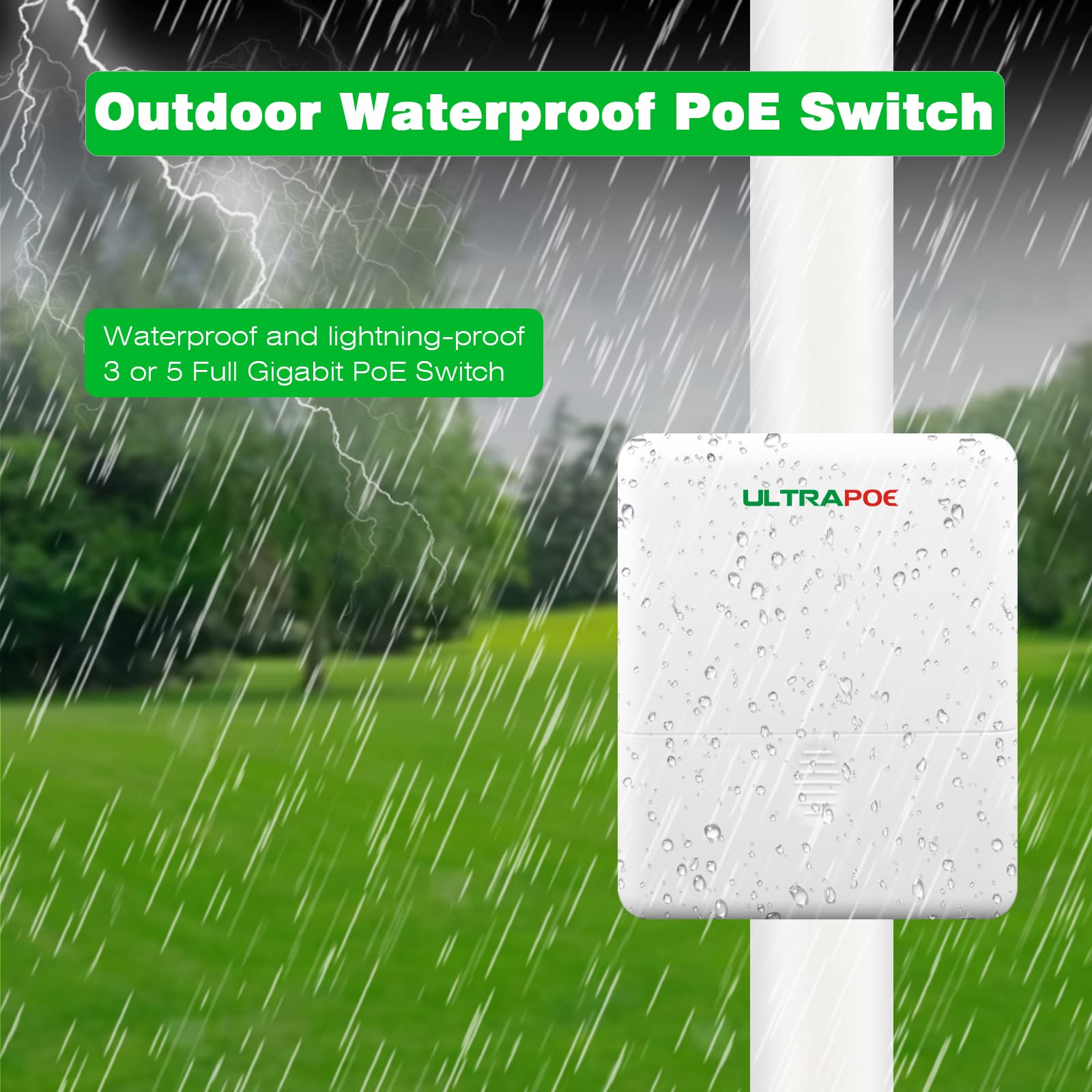 UltraPoe 4 Port Outdoor Gigabit POE++ Extender, up to 100m/330ft Ethernet Over Copper Wire, IEEE 802.3af/at Compliant, Plug and Play