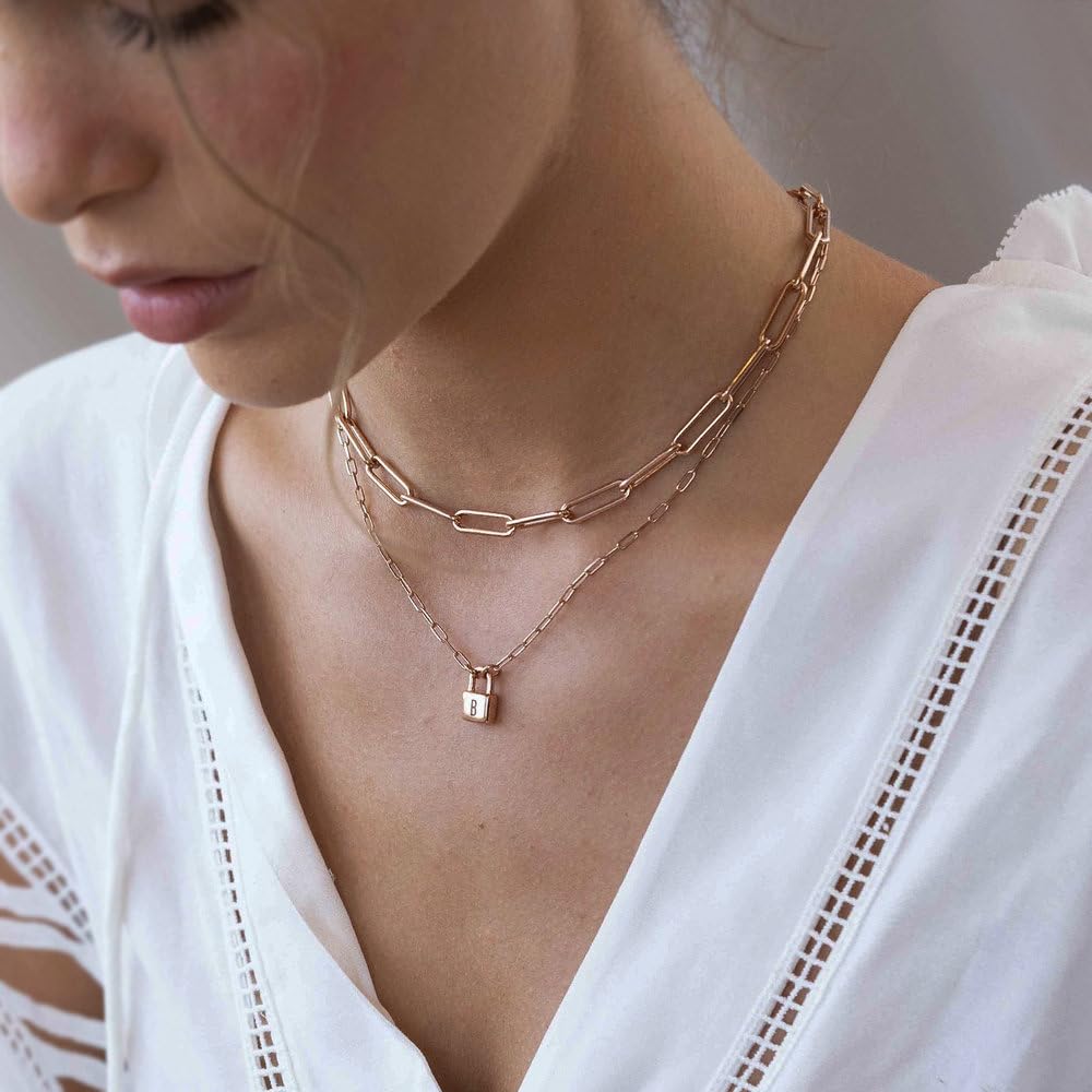 Oak&Luna - Personalized Initial Lock Necklace