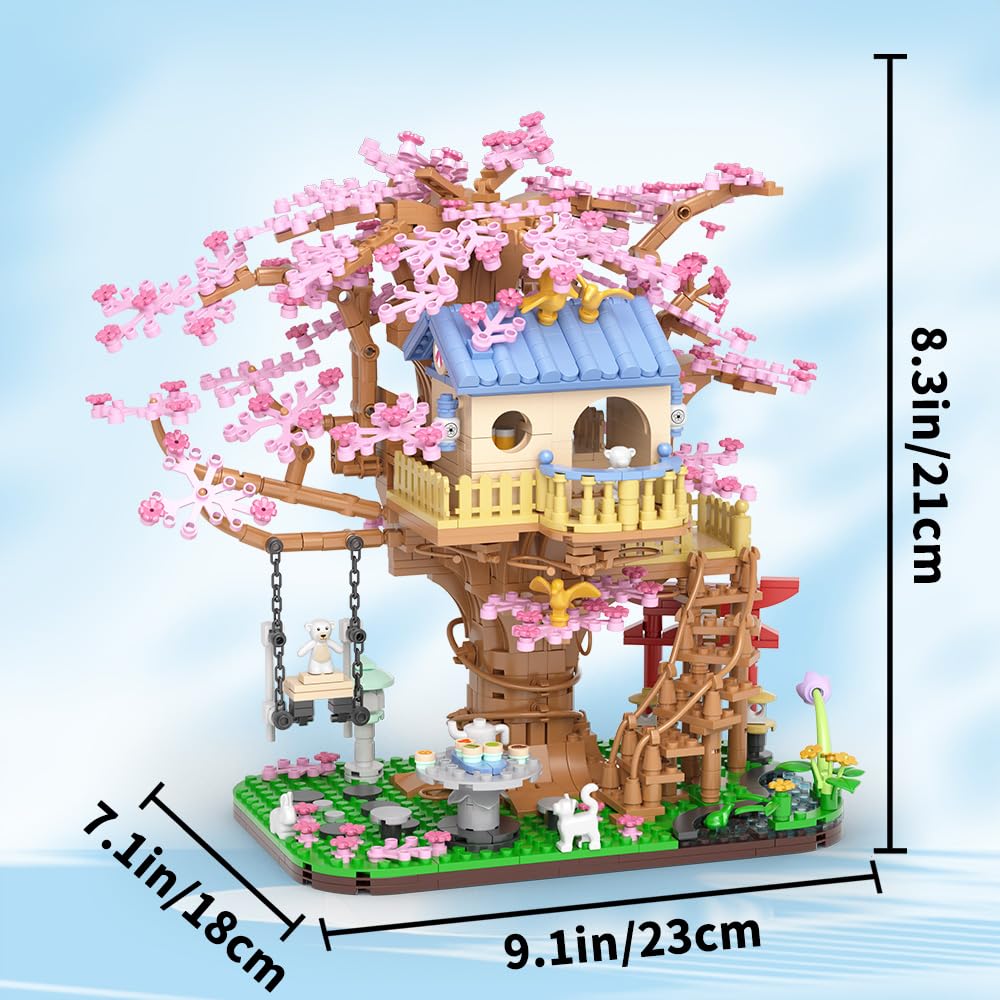 LEGPS YYDS Blossom Tree House Building Set, LED Mini Set Treehouse Blocks for Boys and Girls Age 14+