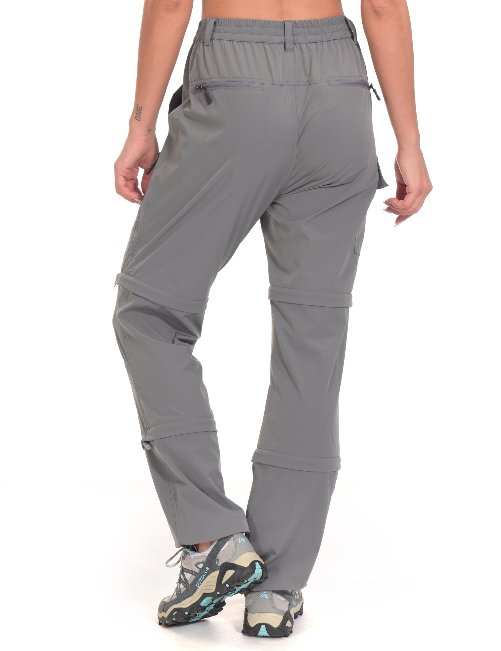 Little Donkey Andy Women's Stretch Convertible Pants, Zip-Off Quick-Dry Hiking Pants Gray Size L