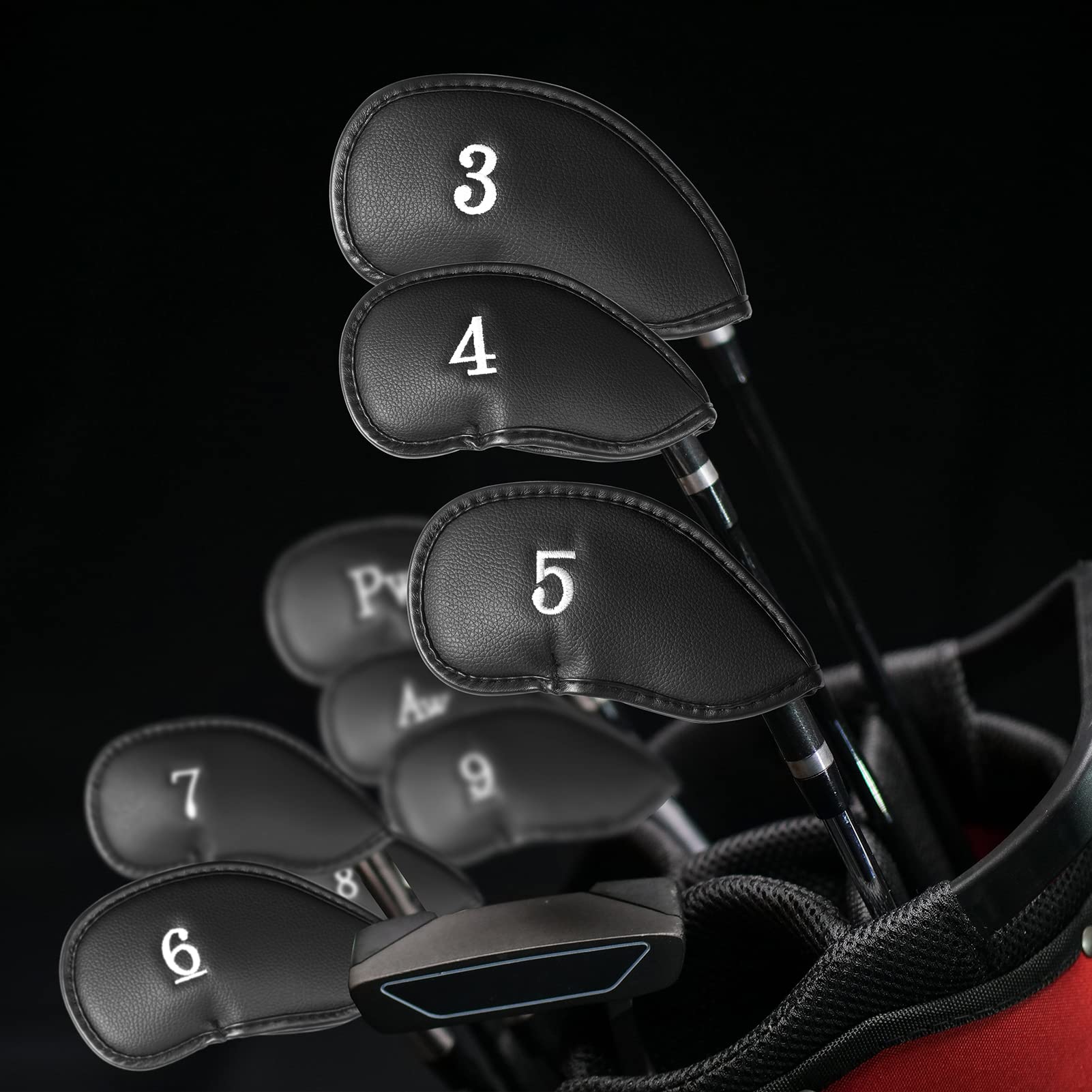Newpal Golf 12 in 1 is Made of fine PU leather, Golf Iron Head Cover Set, Head Cover fits All Brands, Oversized and Waterproof. (leather)