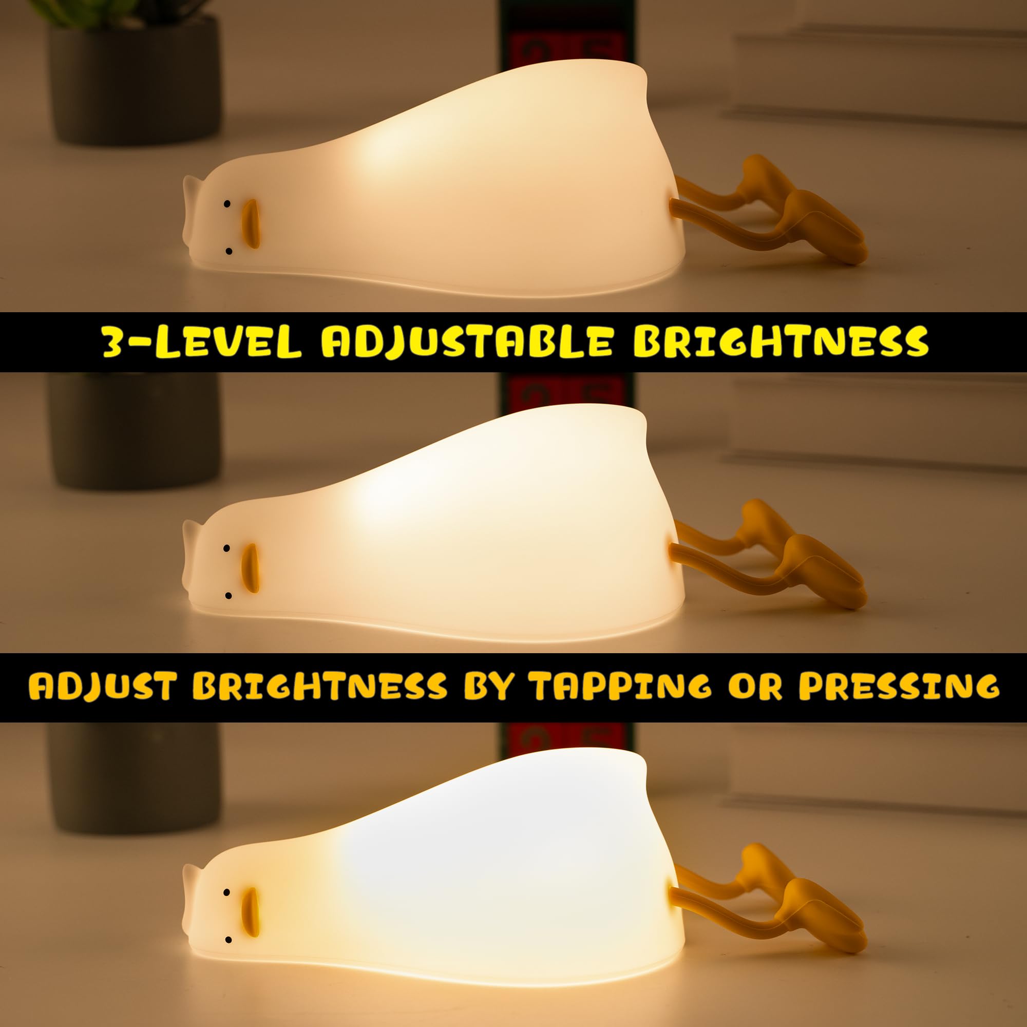 UNEEDE Reindeer Silicone Night Light for Kids, Cute Christmas Gift, Warm Yellow LED Light, Soft Touch, USB Rechargeable, 90-Day Warranty