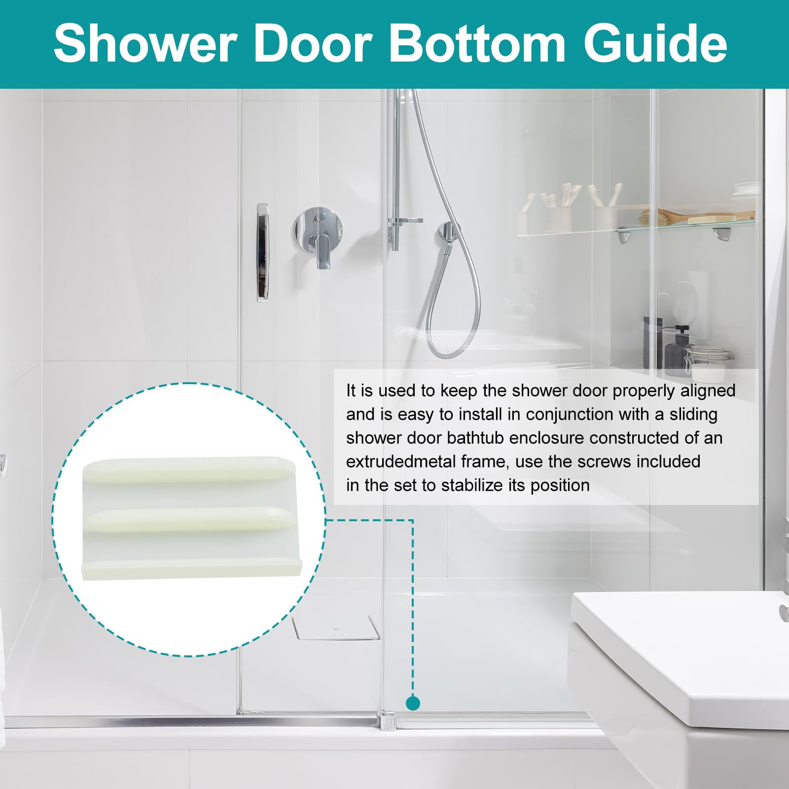 VYH M6219 Sliding Shower Door Bottom Guide for Sliding Shower Door (Top Hung) Shower Door Guide, 1/2 in Channels for Glass Shower Door Plastic Guide M6219(1 Pack