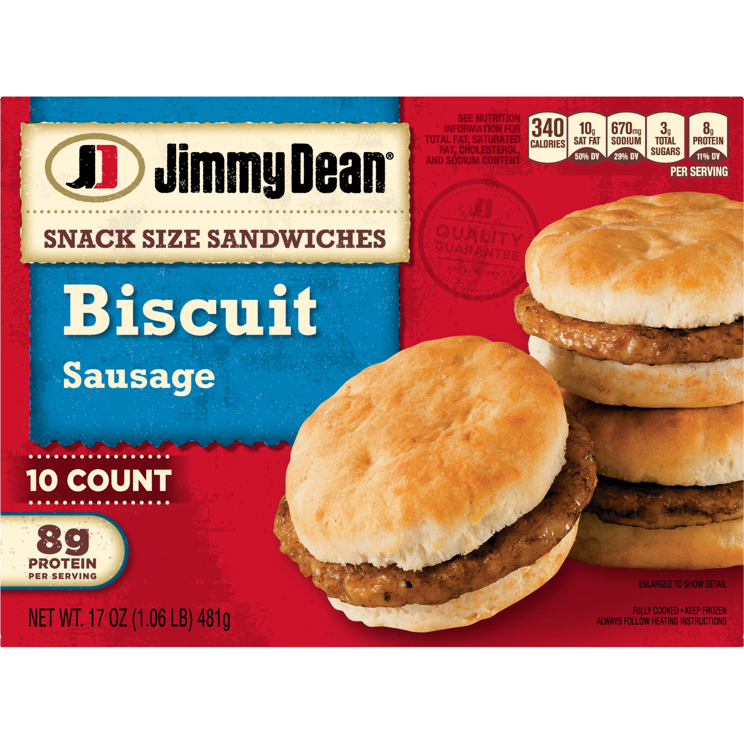 Jimmy Dean Snack Size Sausage Biscuit Sandwiches, 10 Count (Frozen)