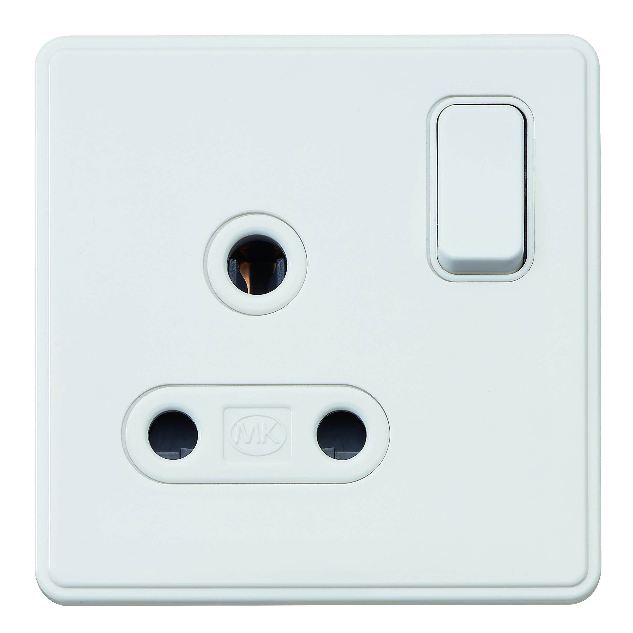 MK (ELECTRIC) Dimensions 1 Gang 15A Round Pin Switch Socket White Synthetic Finish Frontplate