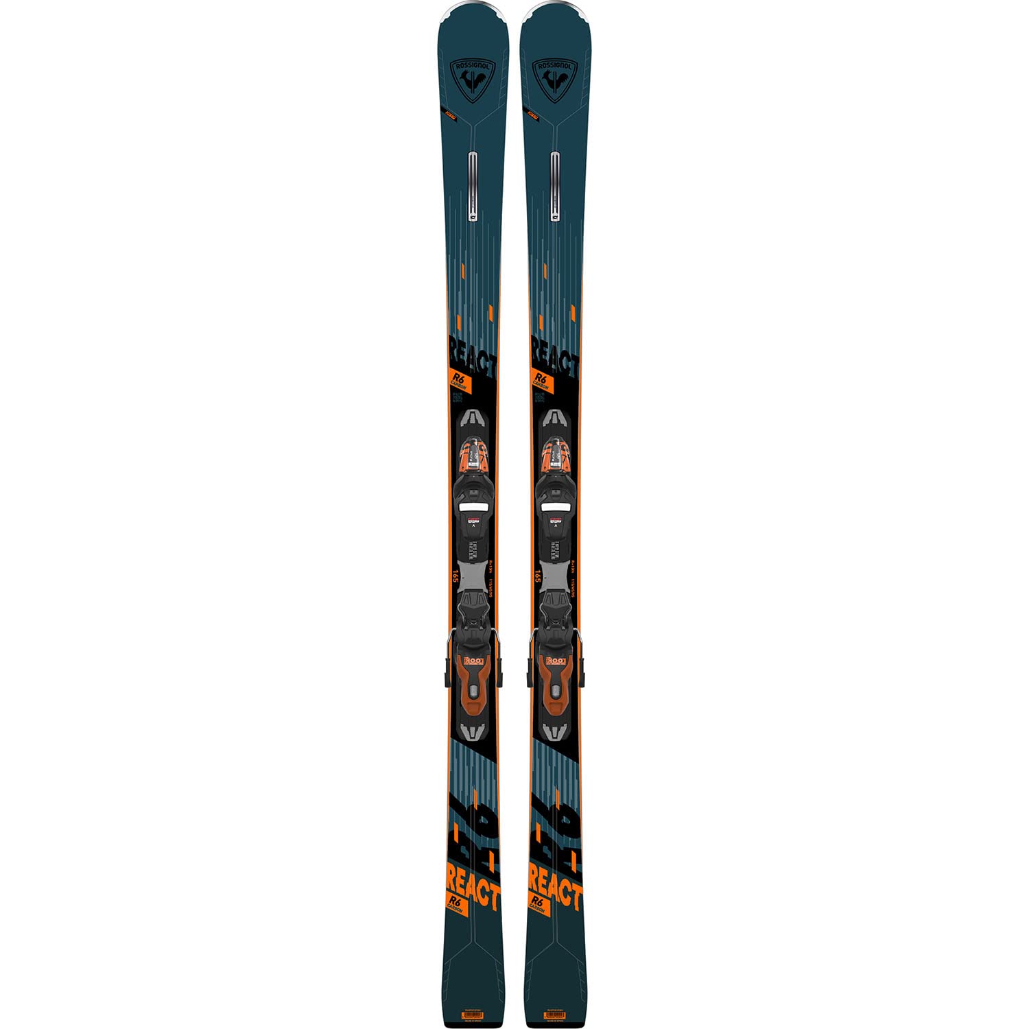 Rossignol React 6 Carbon Mens Skis 177 W/Xpress 11 GW Bindings Black/Orange