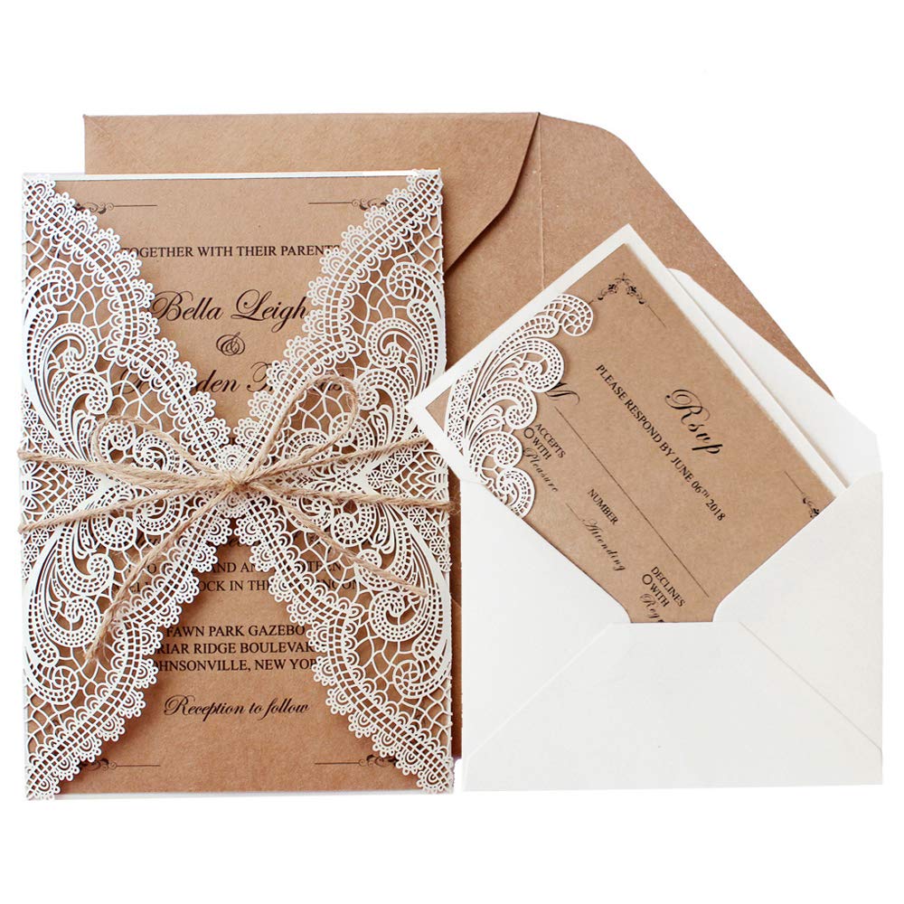 Laser Cut Wedding Invitations Sample by Picky Bride Invitation Cards Templates 126 x 185mm Customized Invite Cards with RSVP Cards