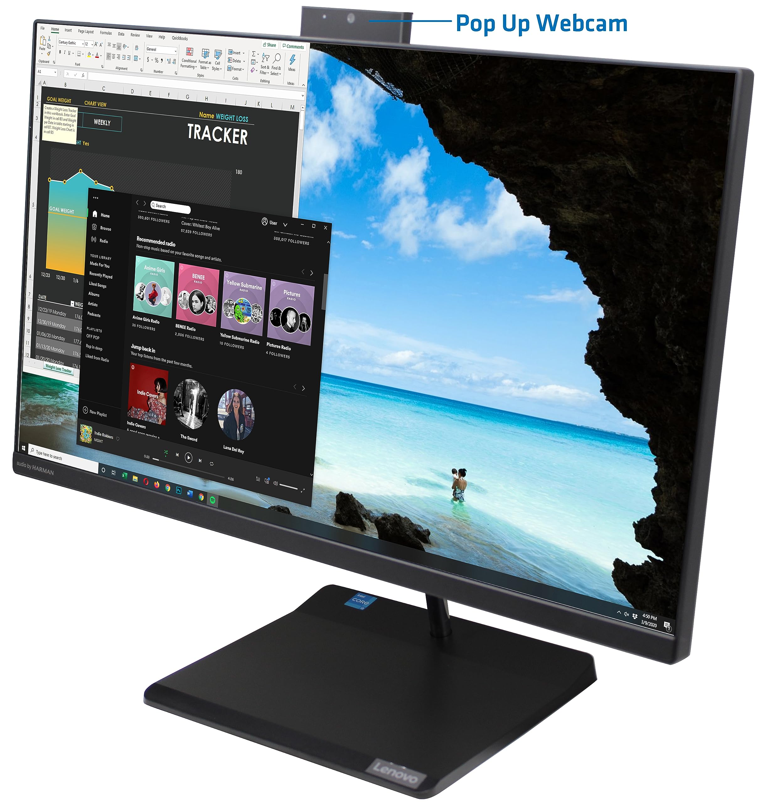 Lenovo V30a All-in-One 24" FHD AIO Desktop Computer, Intel i3-1115G4, 32GB RAM, 1TB NVMe SSD, DVDRW, USB 3, WiFi, Bluetooth, Webcam, Windows 11 Pro, Black AIO