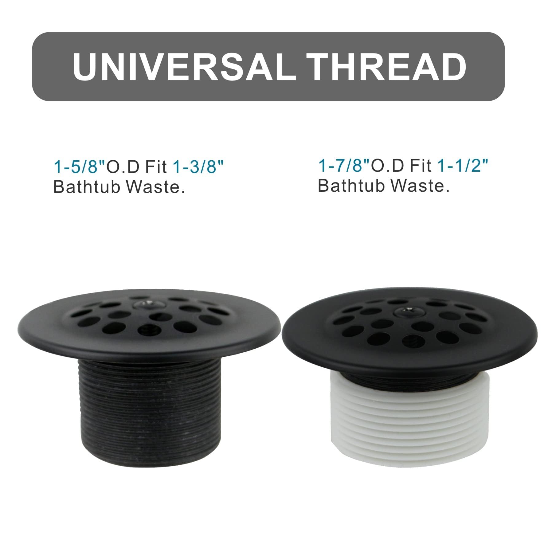 Matte Black Trip Lever Tub Trim Kit Set with 2-Hole Overflow Faceplate,Welsan Trip Lever tub Drain with Strainer, Universal Fine Replacement Overflow and Matching Screws?No Putty Installation?Black?