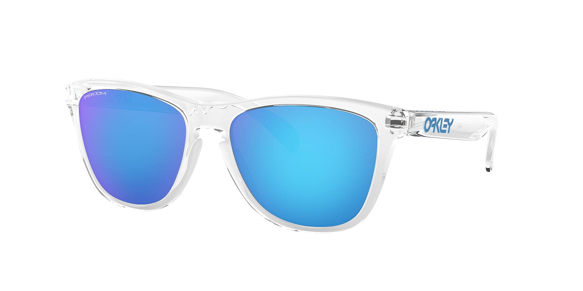 Oakley OO9013 Frogskins Sunglasses+ Vision Group Accessories Bundle (Crystal Clear/Prizm Sapphire (9013D0))