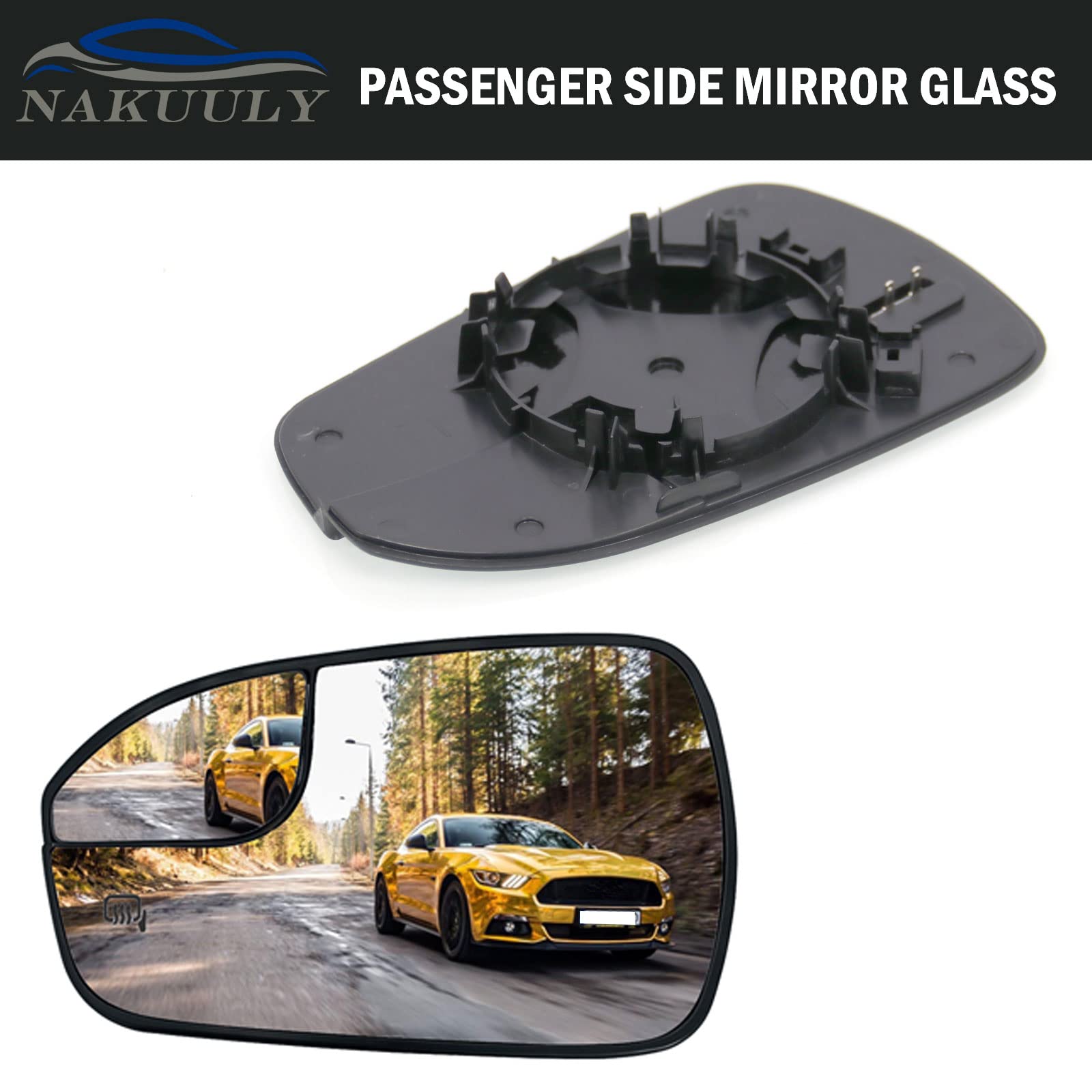 Power Heated Mirror Glass Driver Left Side Compatible with 2013-2020 Ford Fusion , Left Pass Heated Convex Mirror Glass with Rear Holder Replace # DS7Z17K707F