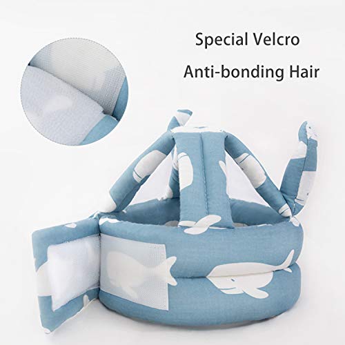 LEYY Baby Toddler Head Protector Upgrade Infant Safety Helmet Soft Head Protection Baby Helmet for Crawling Walking Breathable Headguard Protective Cute Hat (Blue Elephant(Mesh Inside))